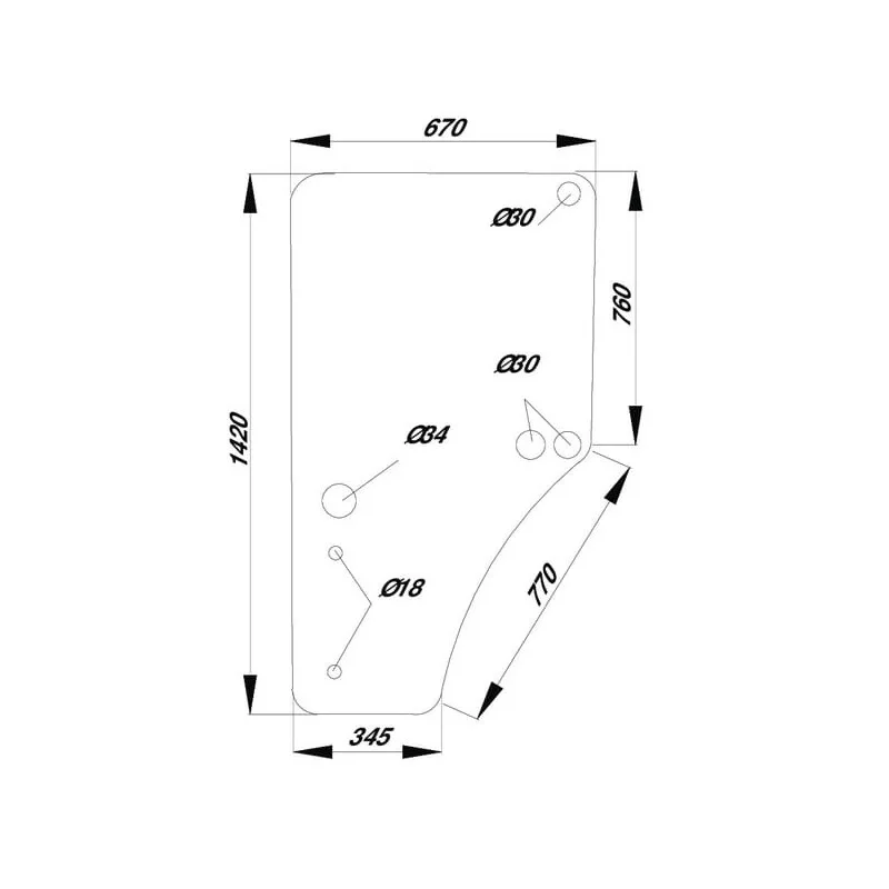 Vitre de porte gauche l169102 pour john deere