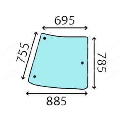 Vitre de coin droite r201575 pour john deere