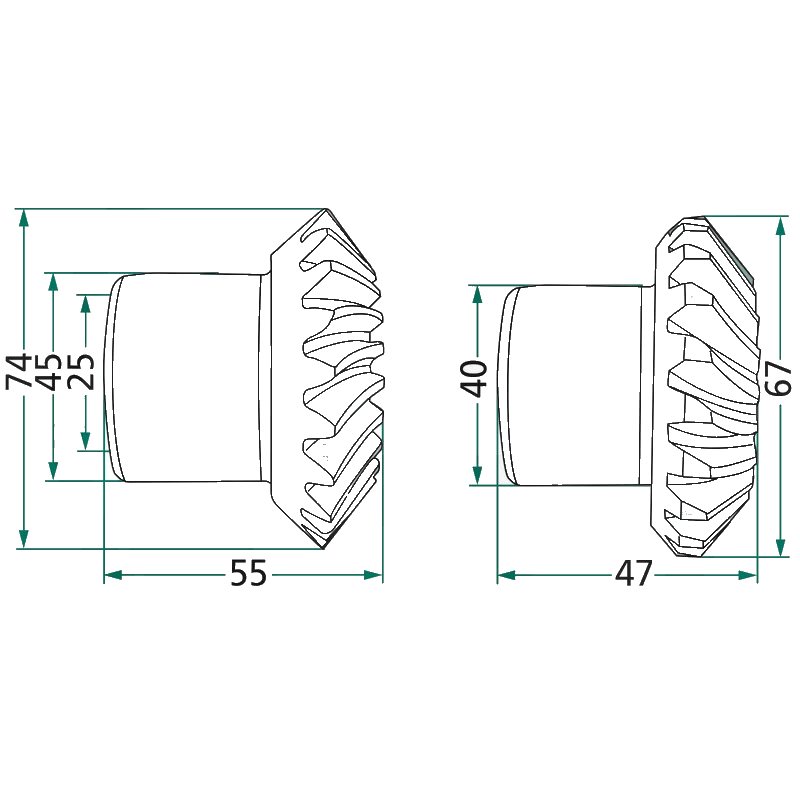 COUPLE CONIQUE 22/21 DENTS DEUTZ KM2.17 - 2.19 - 16502979+16502980