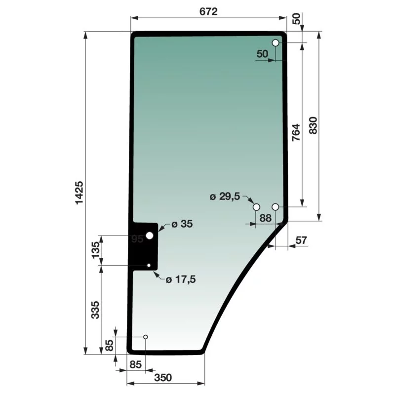 PUERTA IZQUIERDA VIDRIO R131163 PARA JOHN DEERE