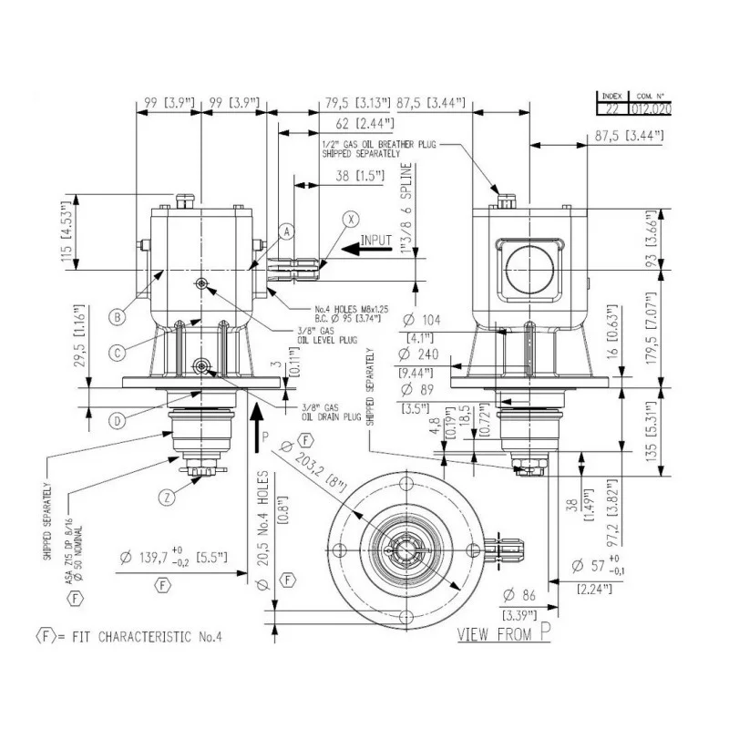 RIDUTTORE ANGOLARE LF140J 140804 marca COMER per trincia rotativa ...