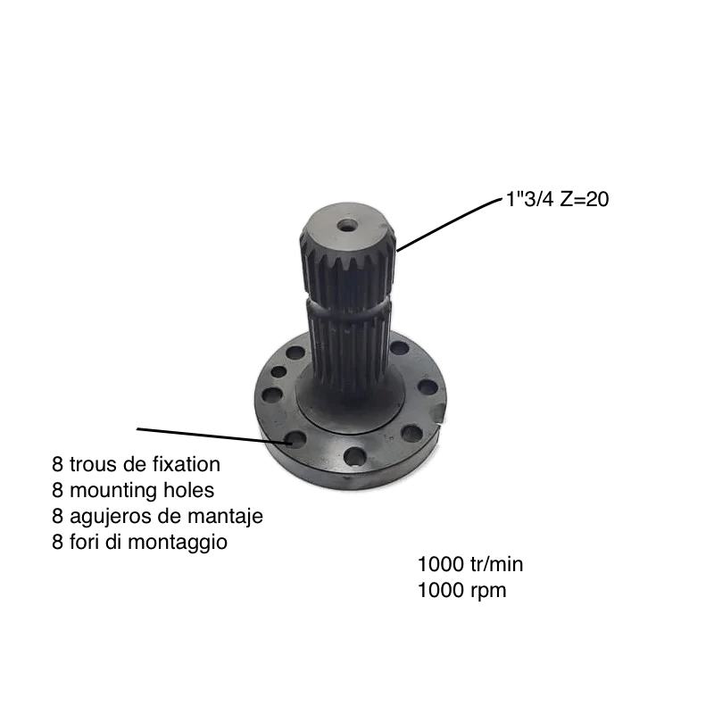 ARBRE PRISE DE FORCE Z20 1"3/4 Massey Ferguson 6485, 6490, 6495, 6497