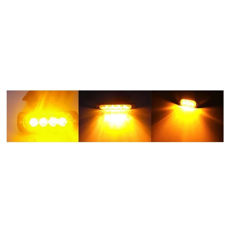 FEU DE SIGNALISATION 4 LED FLASH ORANGE 12/24V STROBOSCOPIQUE POUR ...