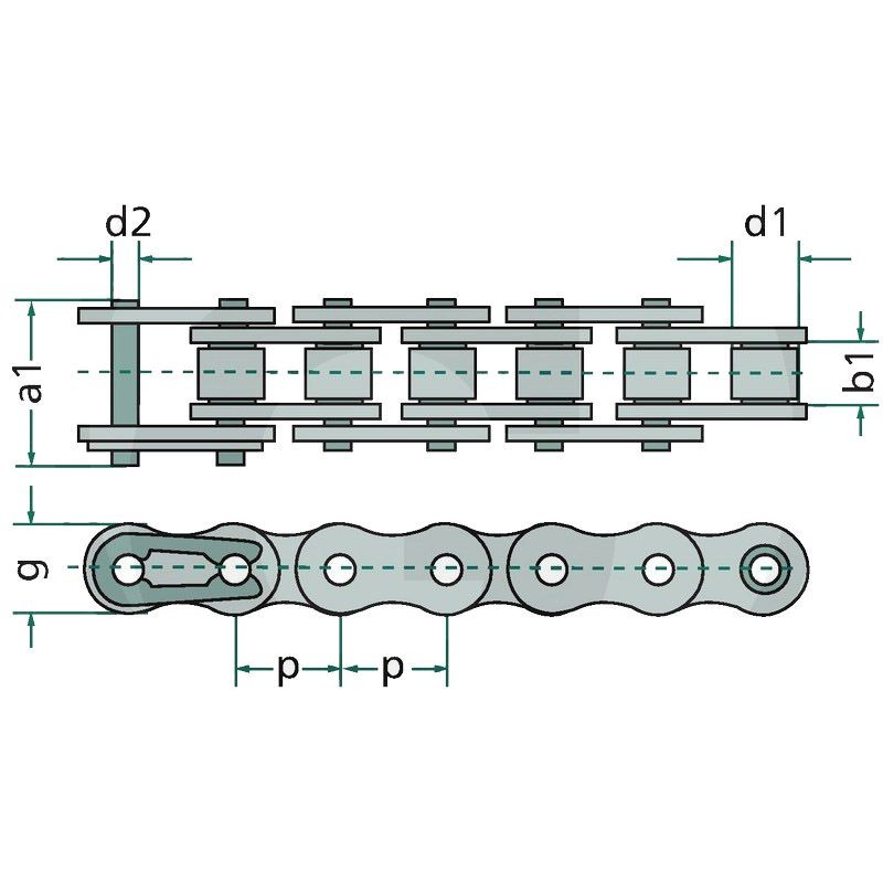 Chaine a rouleaux renforcee asa60 - 12 ah-1