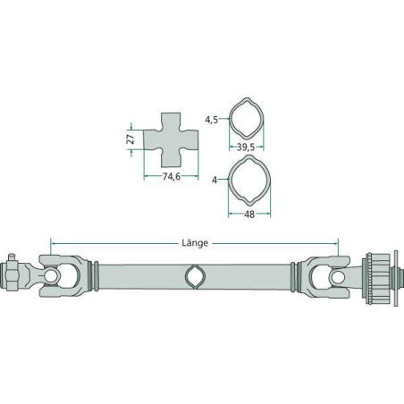 Cardan avec roue libre l860 mm f23